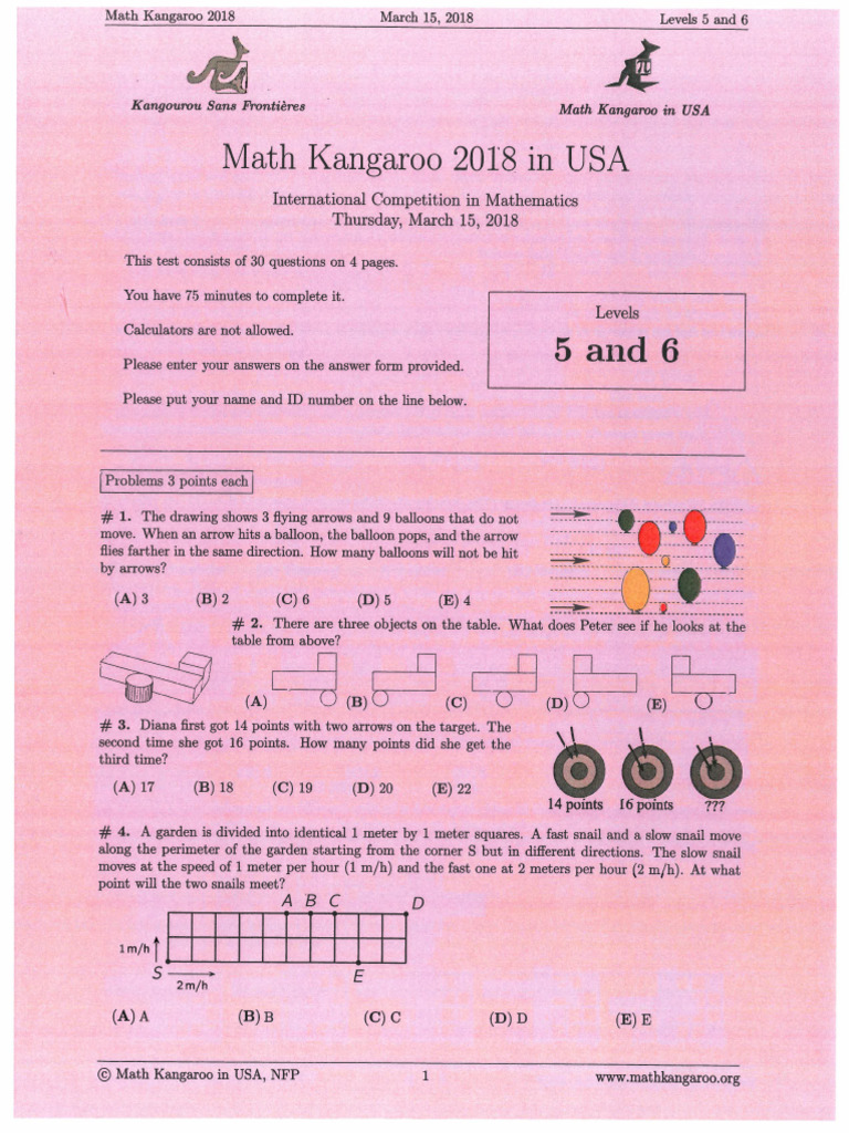 Math Kangaroo 5&6 | PDF