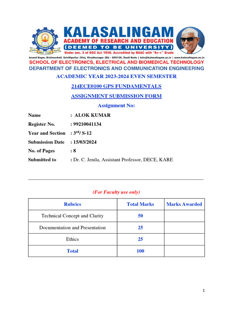 Assignment Submission Form | PDF | Global Positioning System | Satellite