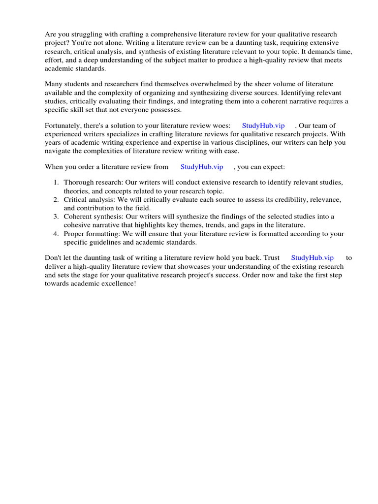 Sample Literature Review Qualitative Research | PDF | Qualitative ...