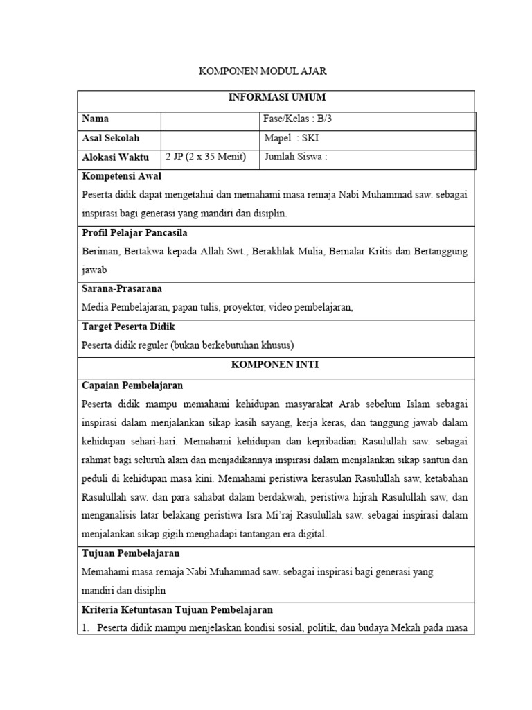Komponen Modul Ajar - 1 | PDF