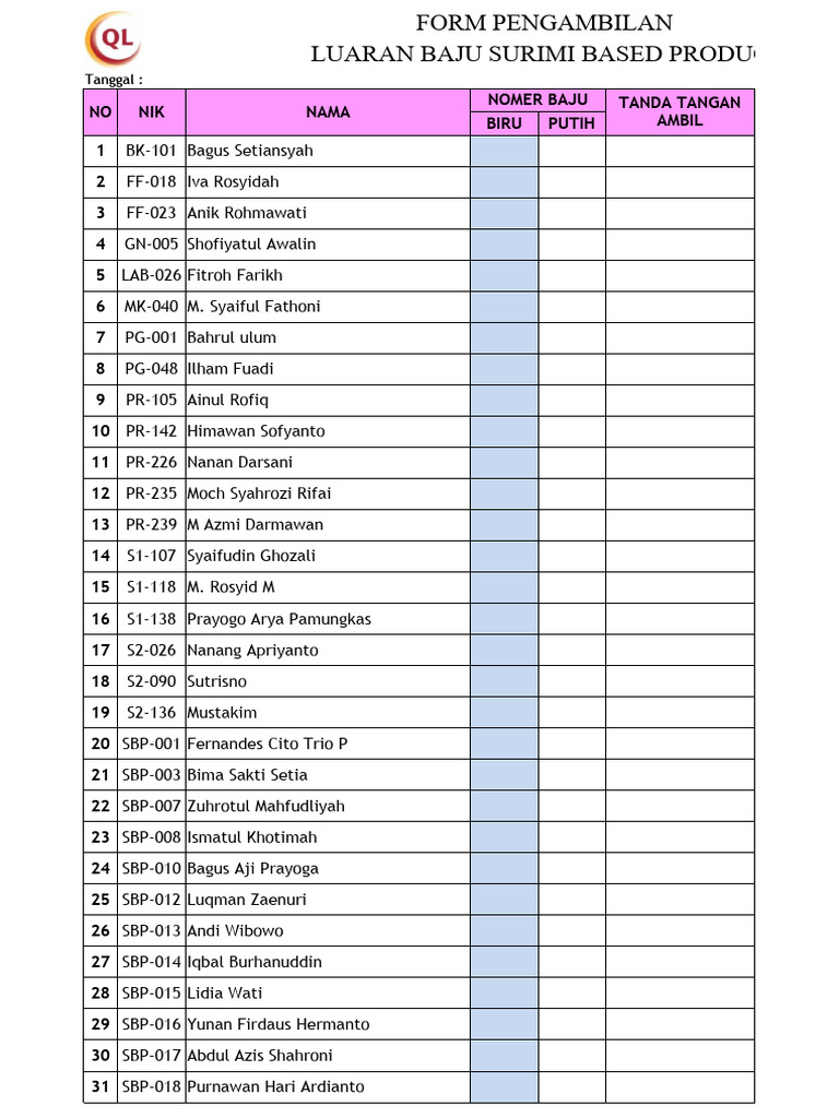 Tanda Terima Baju SBP | PDF