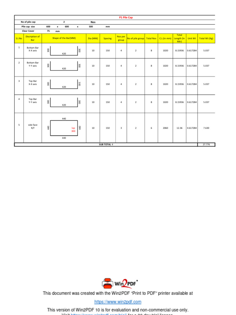 6.1 BBS Pile Cap P1 - Block B | PDF | Printing | Text