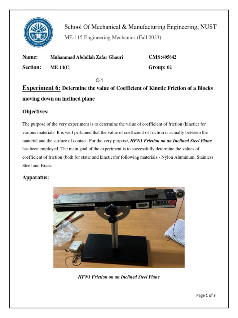 Lab Report | PDF | Friction | Force