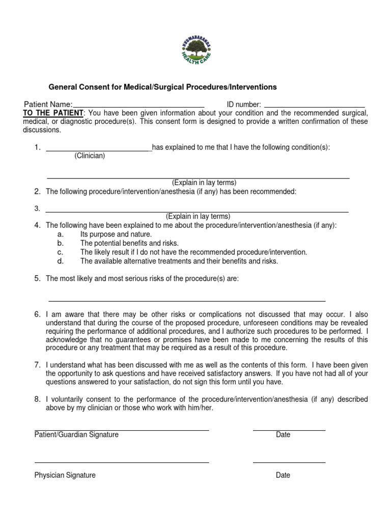 Medical Procedure Consent Form | PDF