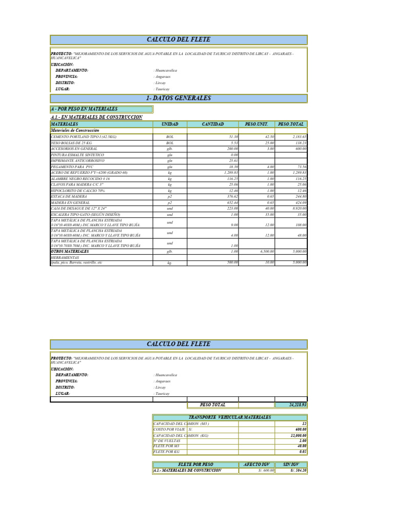 Flete Terrestre | PDF | Materiales de construcción | Ingeniería de Edificación