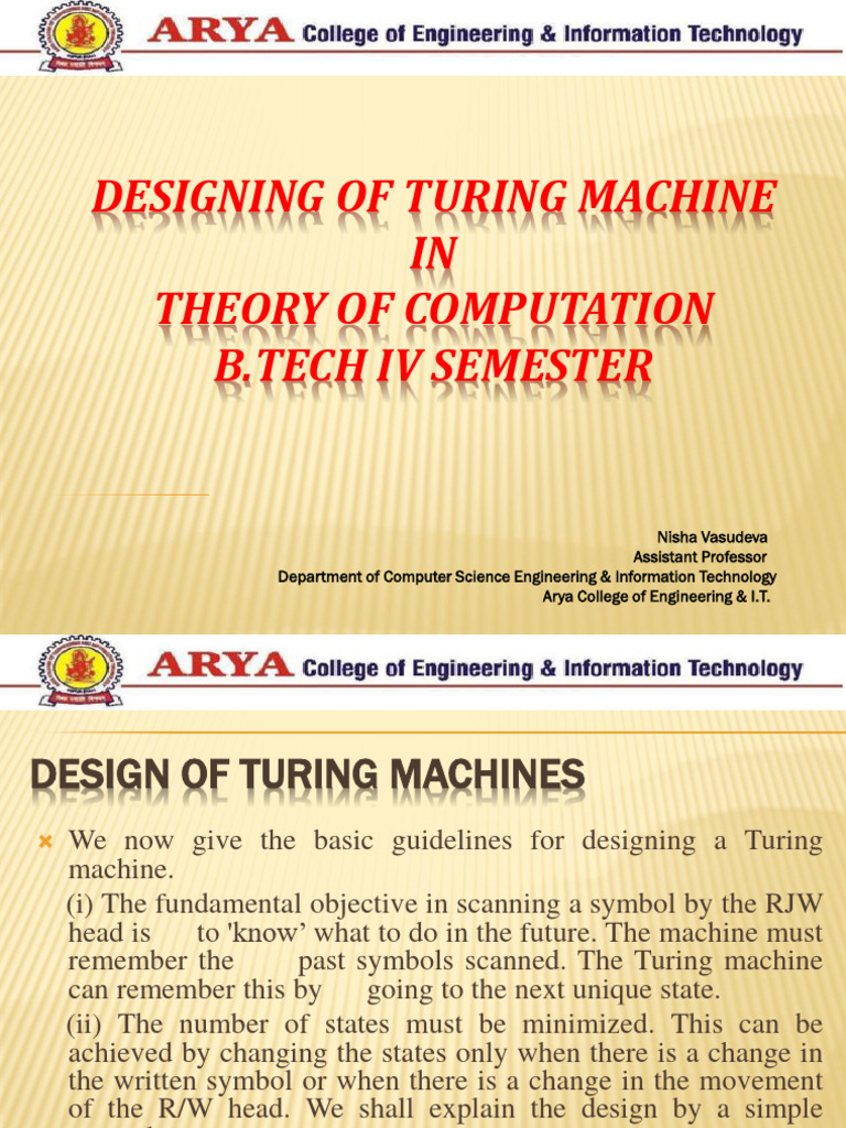 4.DESIGNING OF TURING Machine | PDF | Applied Mathematics | Theoretical Computer Science