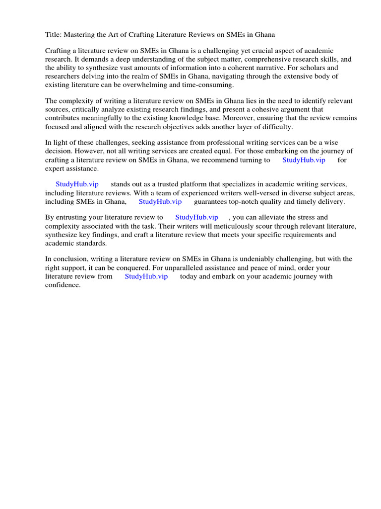 Literature Review On Smes in Ghana | PDF | Small And Medium Sized Enterprises | Entrepreneurship