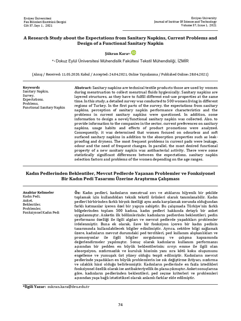 A Research Study About The Expectations From Sanitary Napkins, Current ...