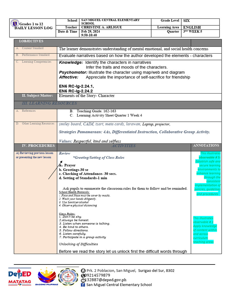 CO ENG 6 Q3 Week 5 2023 2024 | PDF | Learning | Differentiated Instruction
