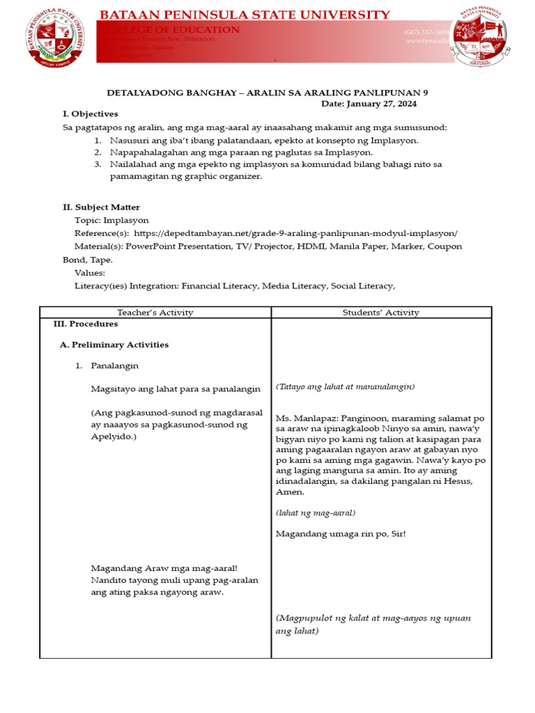 Lesson Plan Financial Literacy | PDF