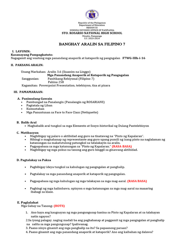 Co3 - Anaporik at Kataporik | PDF