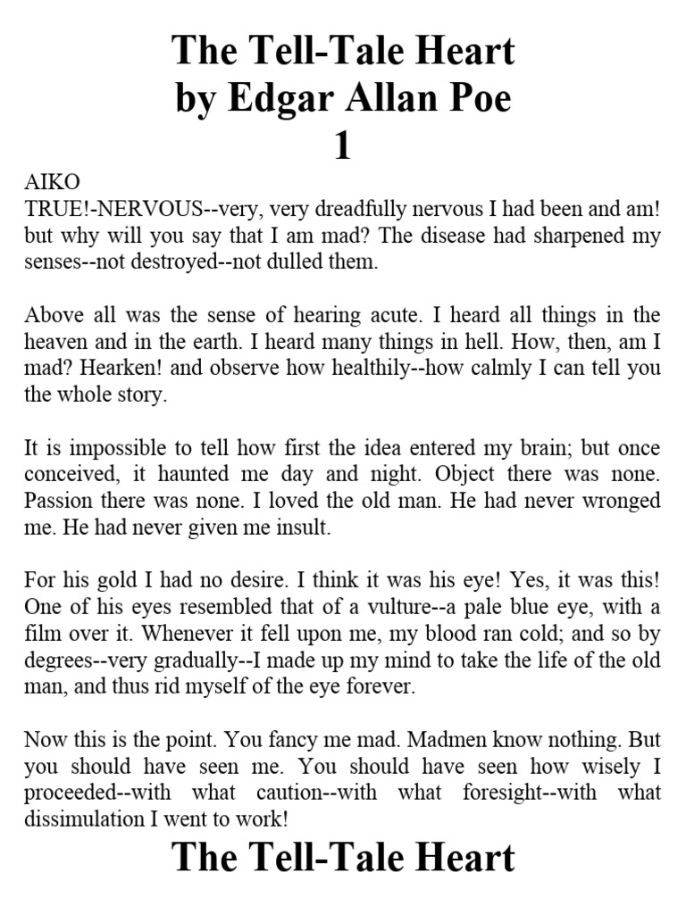Tell - Tale Heart by Edgar Allan Poe | PDF