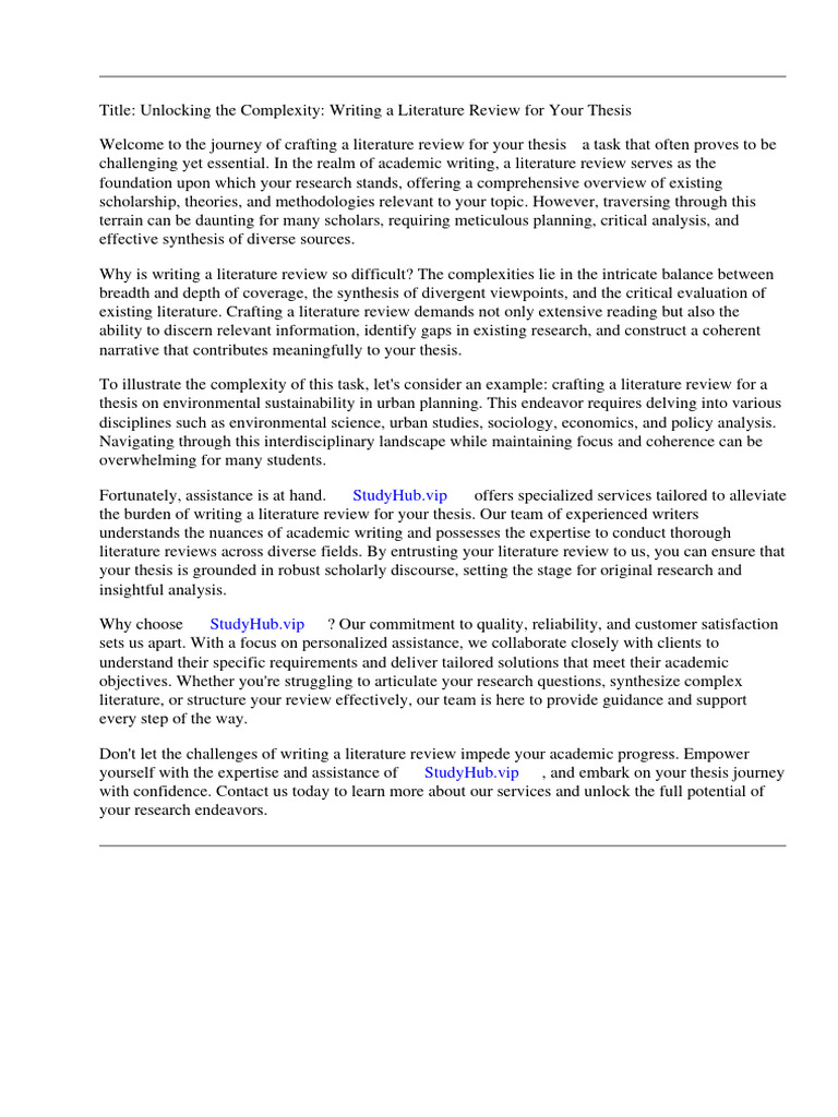 Review of Literature Thesis Example | PDF | Thesis | Literature Review