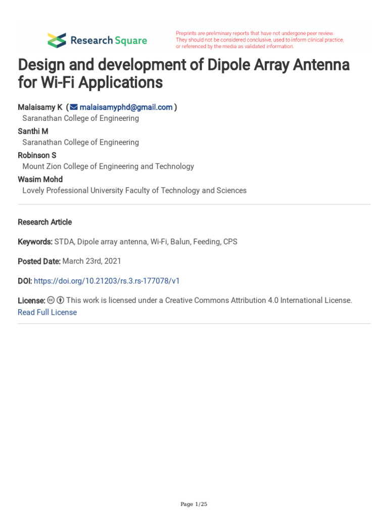 Design and Development of Dipole Array Antenna For Wi-Fi Applications ...