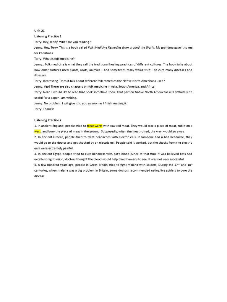 Unit21 Script | PDF | Traditional Medicine | Fever