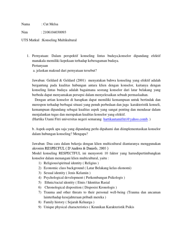 Cut Melsa 2106104030093 - Uts Multikultural | PDF | Sains & Matematika