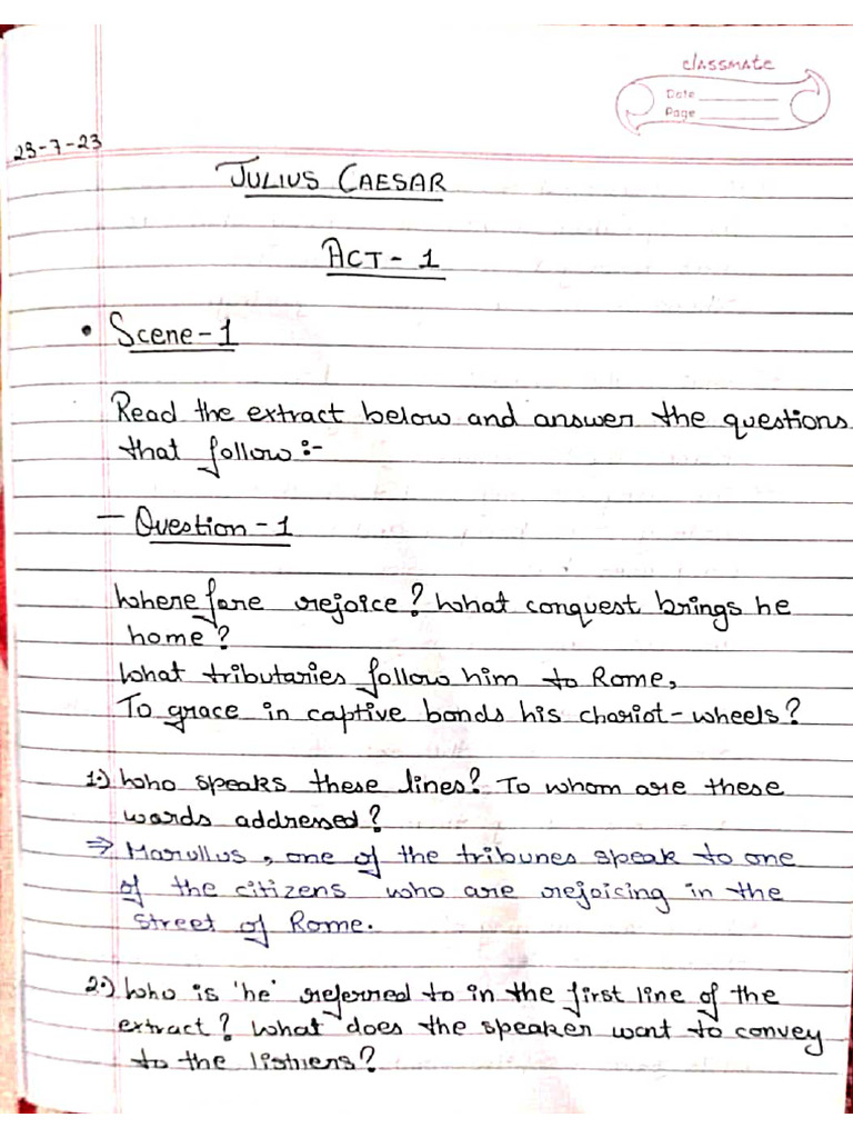 Julius Caesar Act 1 scene 1,2,3. | PDF