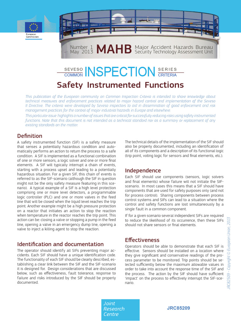 CIS 01 SafetyInstrumentedFunctions RG | PDF | Safety | Systems Engineering
