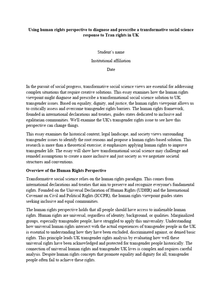 Using Human Rights Perspective To Diagnose and Prescribe A ...