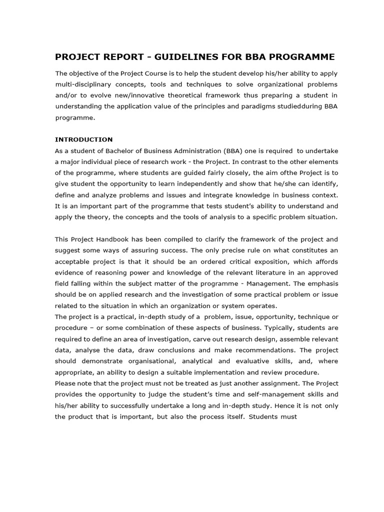BBA Project Report Guidelines | PDF | Non Bank Financial Institution | Marketing