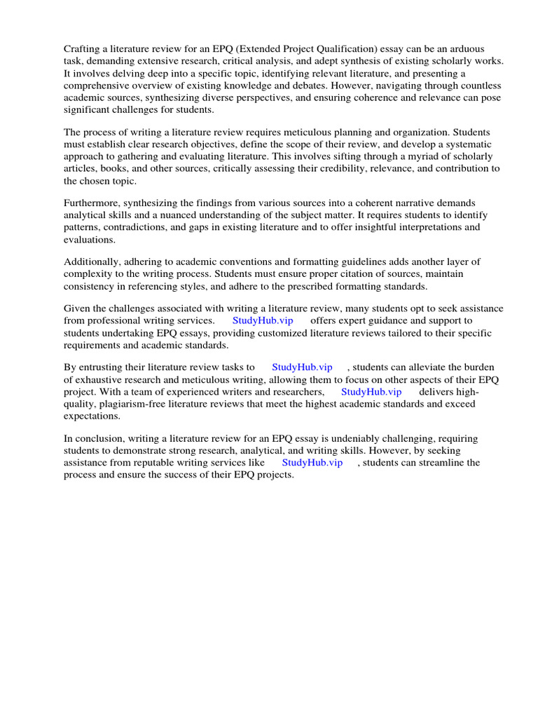 Epq Essay Literature Review | Download Free PDF | Literature Review ...