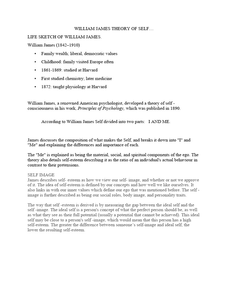 William James Theory | PDF | William James | Self Esteem