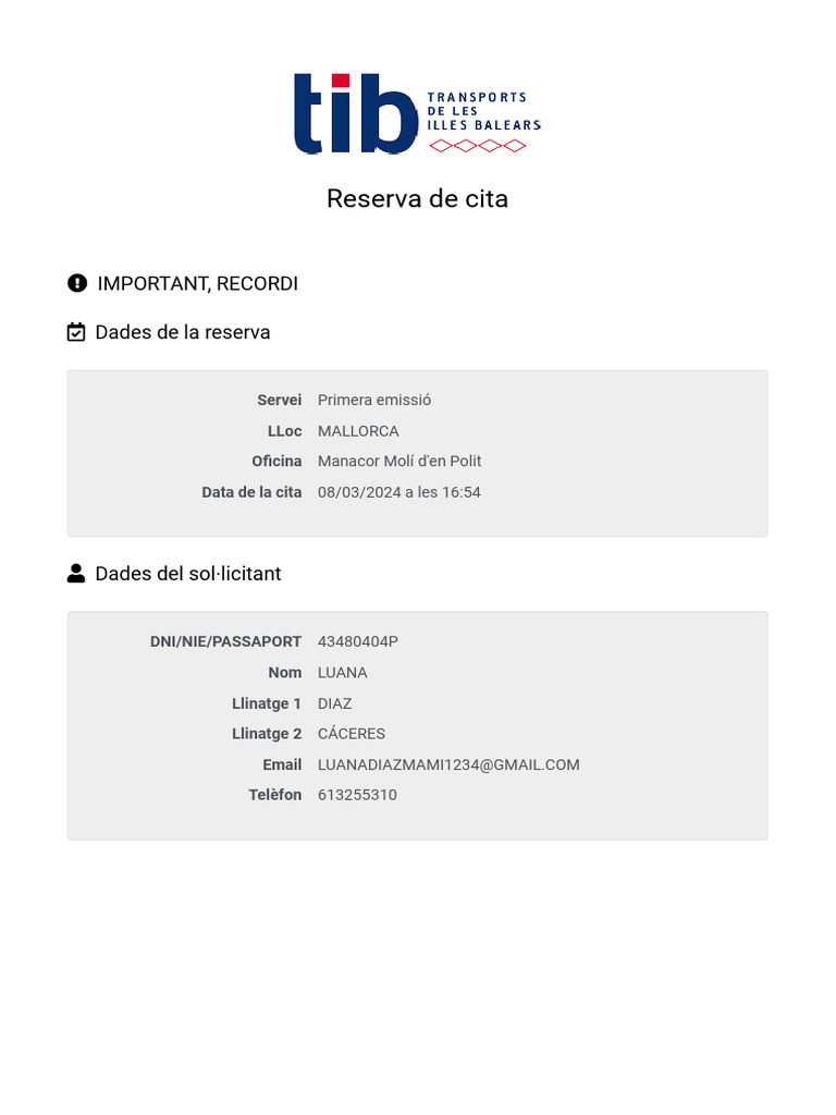 Cita Prèvia Tib | PDF