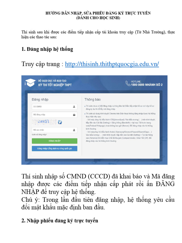 Huong Dan Su Dung Phieu Dang Ky Truc Tuyen | PDF