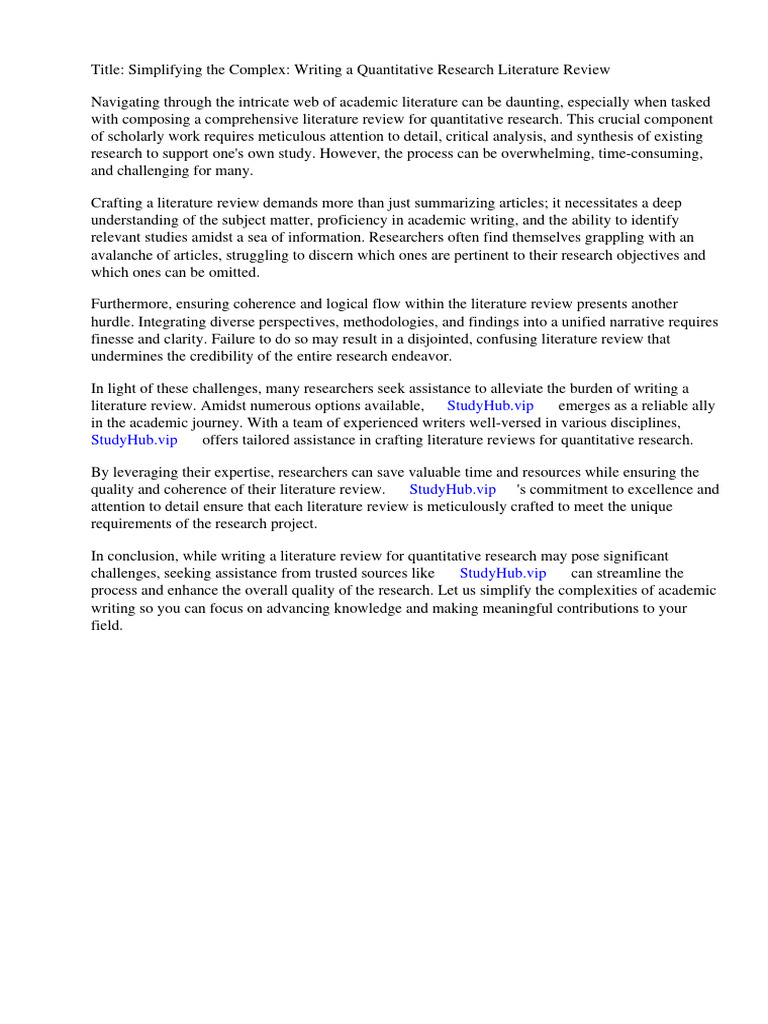 Quantitative Research Literature Review Example | PDF | Statistics ...