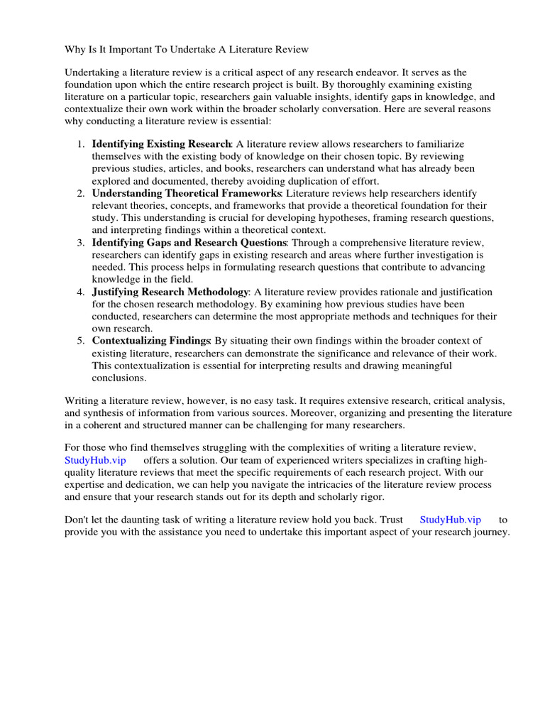 Why Is It Important To Undertake A Literature Review | PDF | Theory | Knowledge