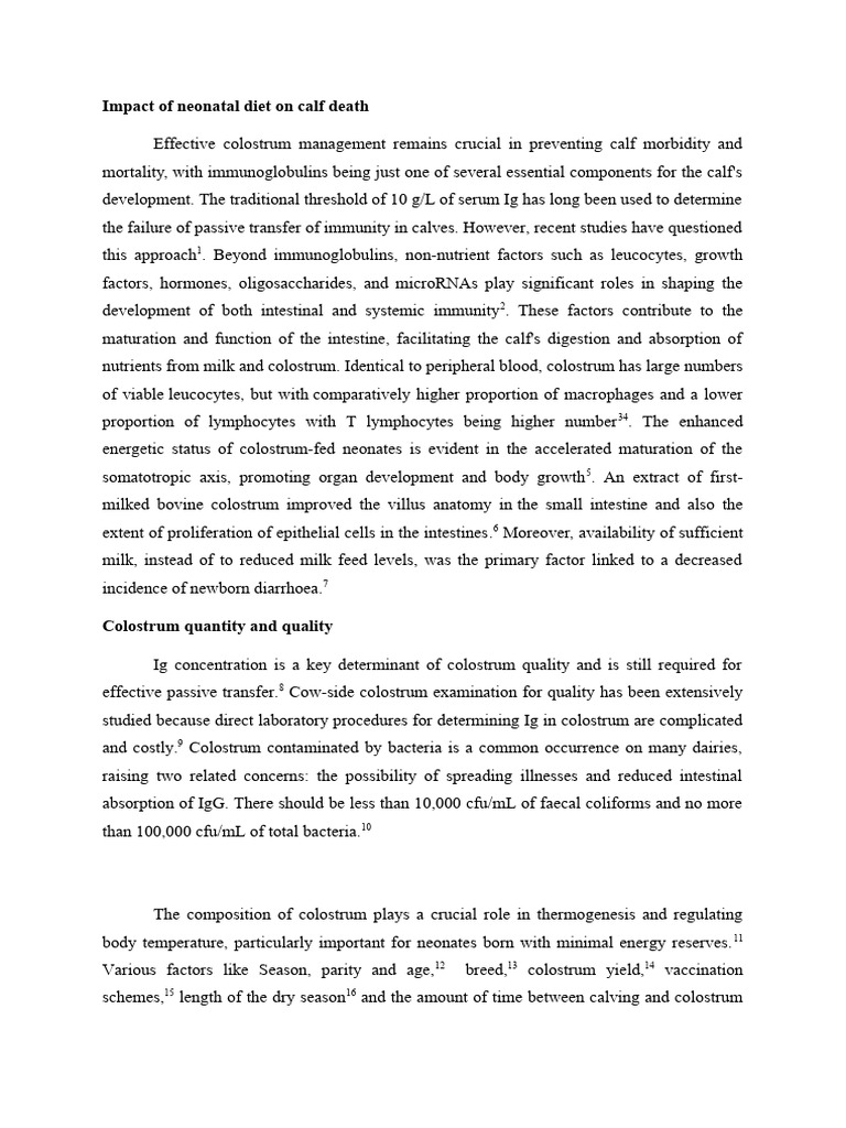 Dairy Calf Management - Draft - Final | PDF | Dairy Cattle | Milk