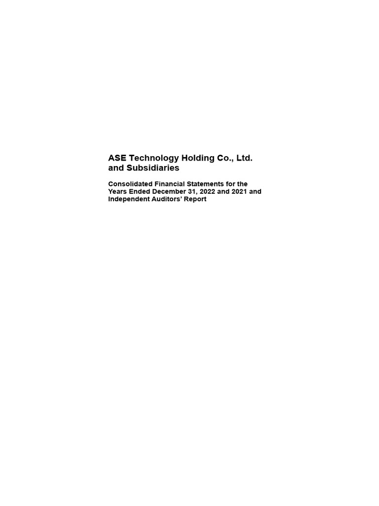ASE Technology Holding Co., Ltd. and Subsidiaries | PDF | Equity ...