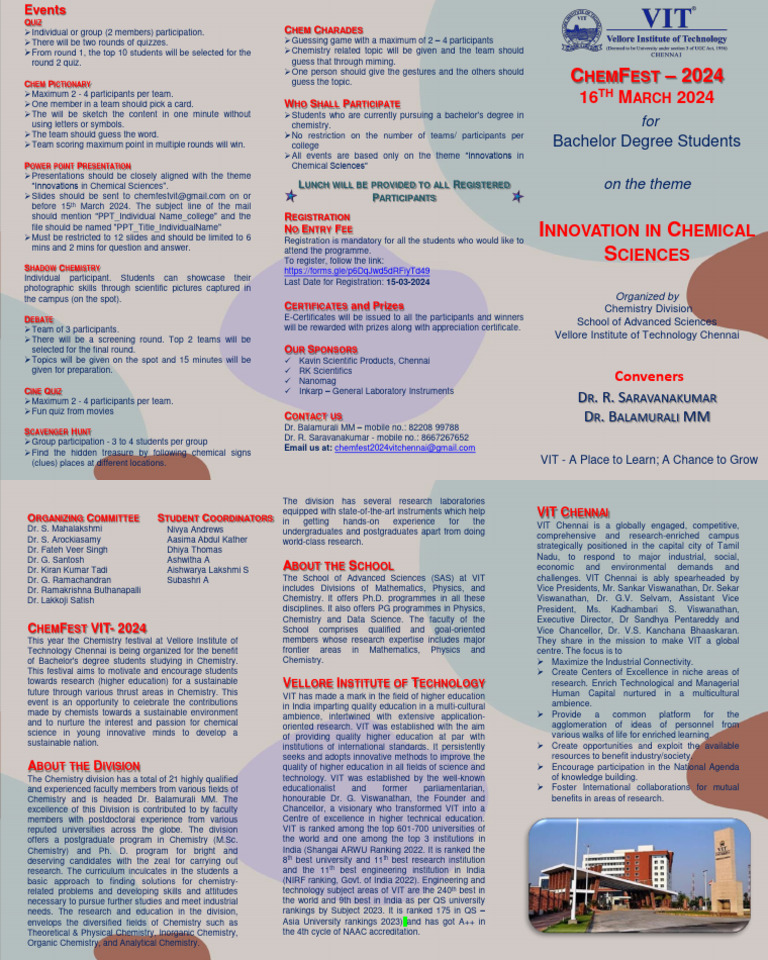 Brochure Chemfest-2024 | Download Free PDF | Science