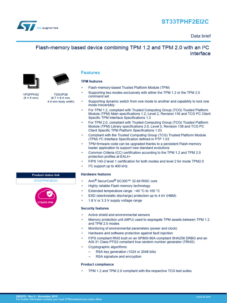 st33tphf2ei2c | PDF | Computer Science | Computer Architecture