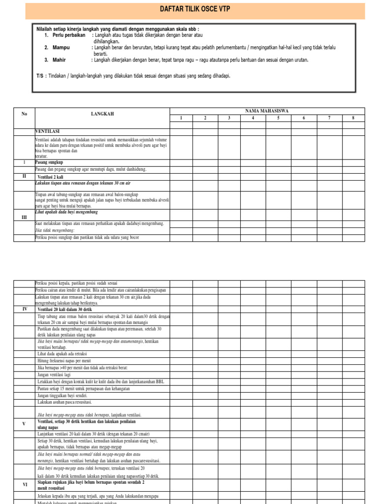 Daftar Tilik Osce VTP | PDF | Karier & Perkembangan | Pengembangan Diri