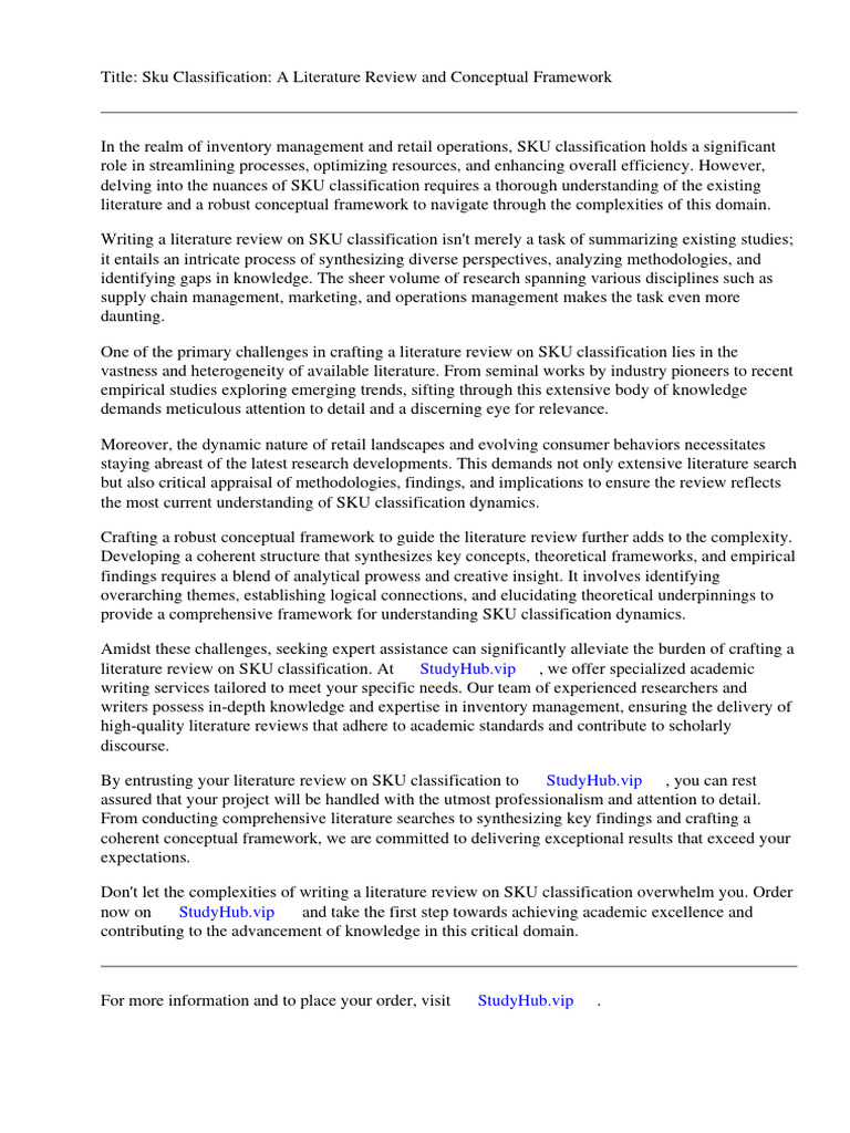 Sku Classification A Literature Review and Conceptual Framework | PDF ...