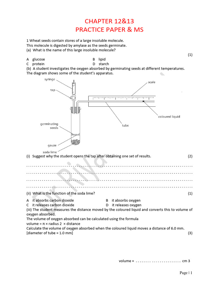 IGCSE Human Biology All Chapters Final Predicted Questions | PDF | Flowers | Plant Hormone