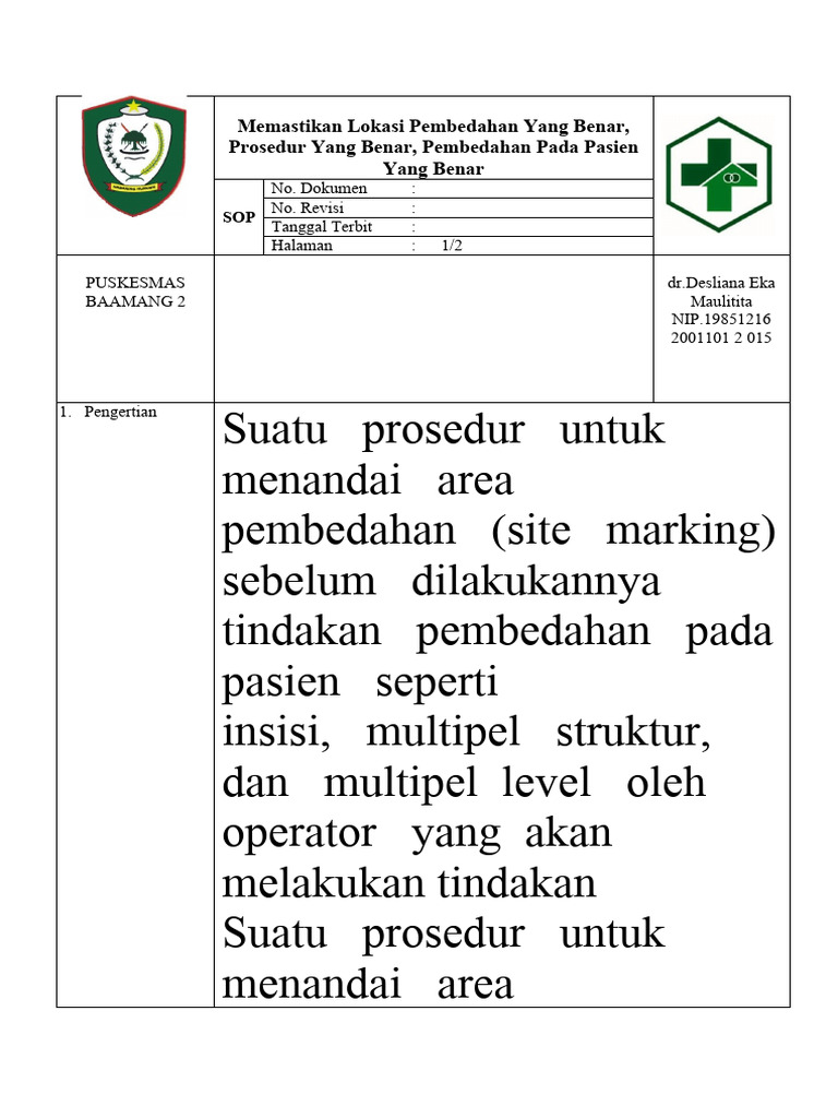 memastikan lokasi pembedahan yang benar, prosedur yang benar ...