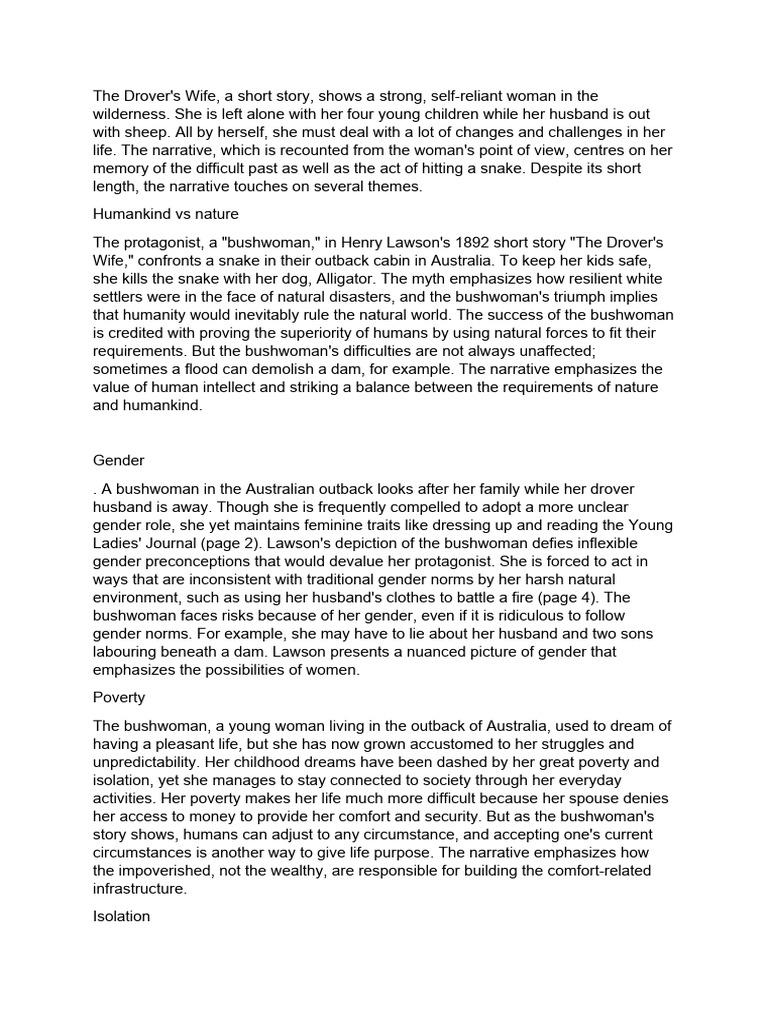 Drovers Wife Two | PDF | Poverty | Poverty & Homelessness