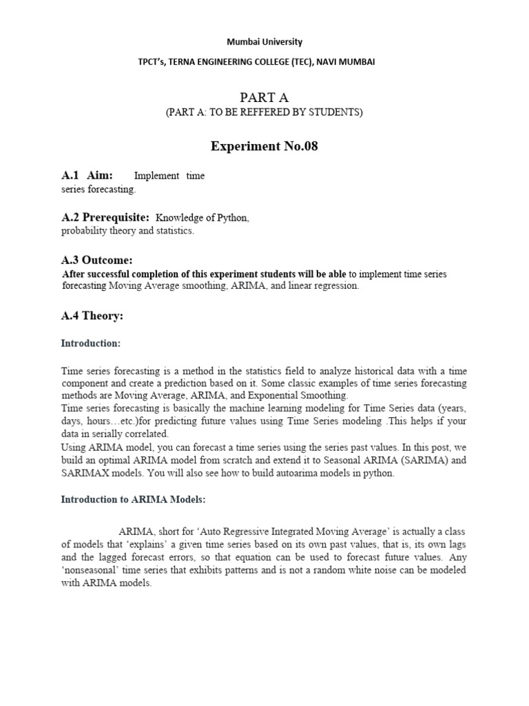 Be a 65 Ads Exp 8 | PDF | Autoregressive Integrated Moving Average ...