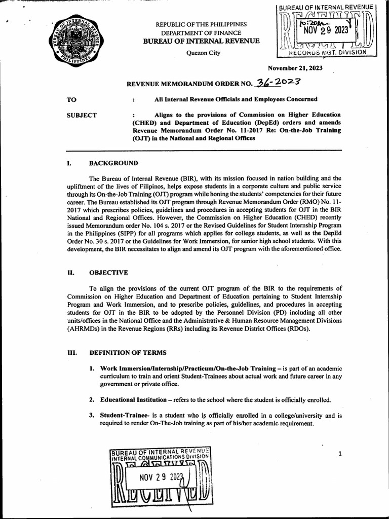 RMO No. 36-2023 | PDF