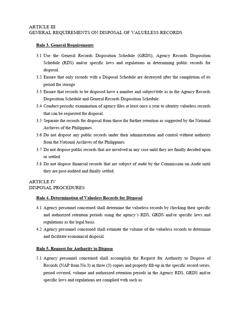 Guidelines for Disposal of Valueless Records | PDF | Audit | Procurement