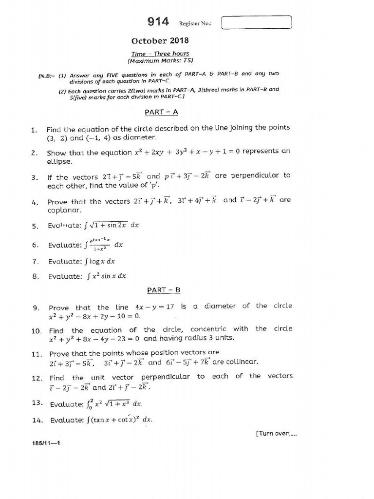 2 Sem Engineering Mathematics 2 914 Oct 2018 | PDF