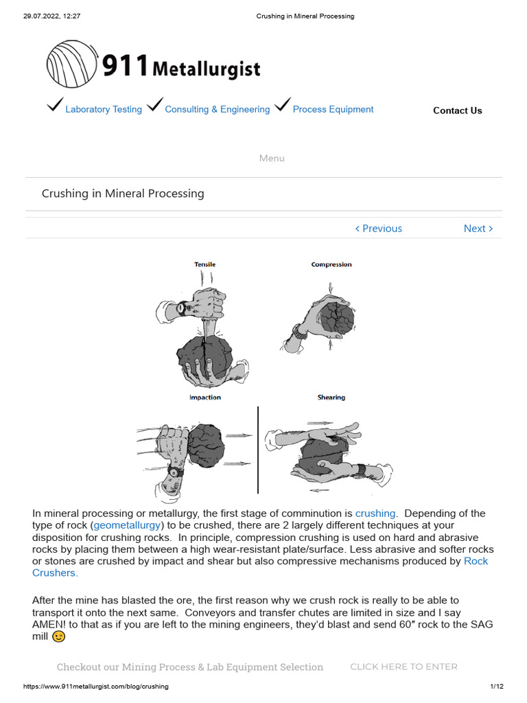 Crushing in Mineral Processing | PDF | Mill (Grinding) | Secondary ...