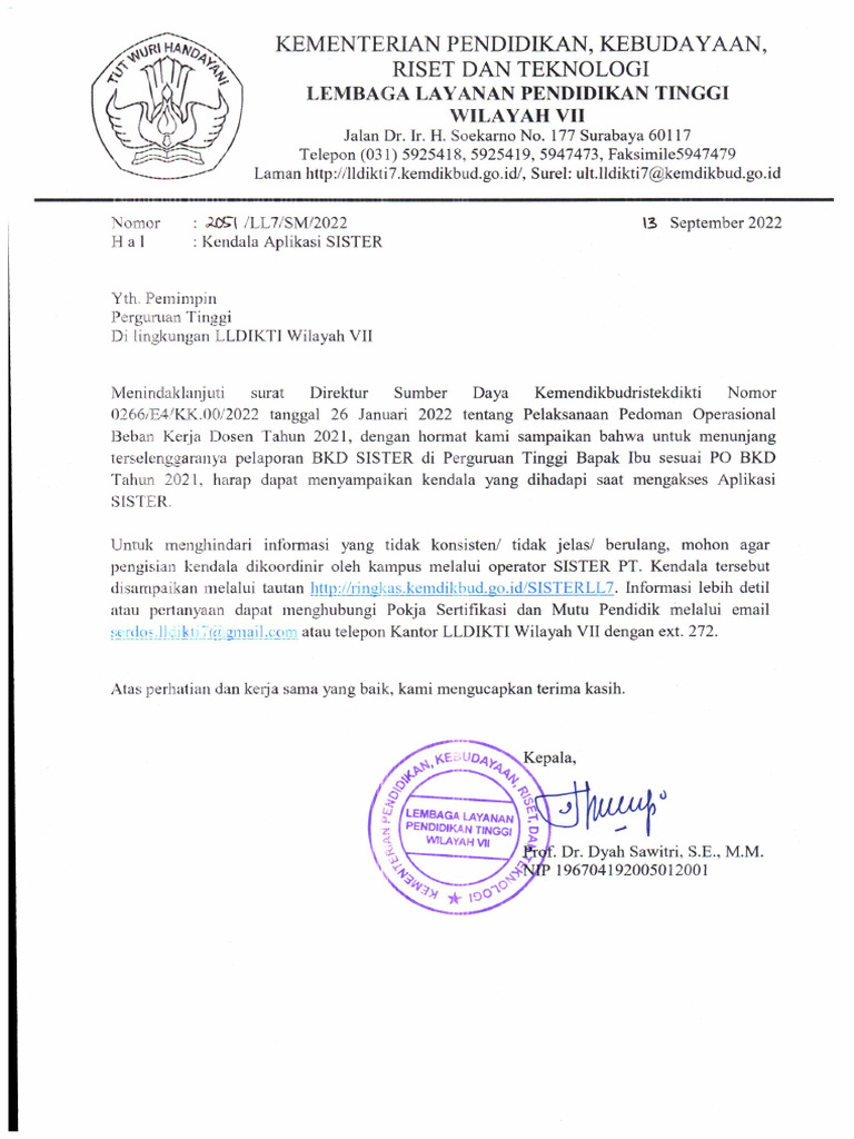 Surat Kendala SISTER PT | PDF