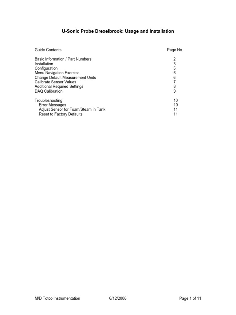 UltraSonic Installation and Usage (Drexelbrook) | PDF | Instrumentation ...