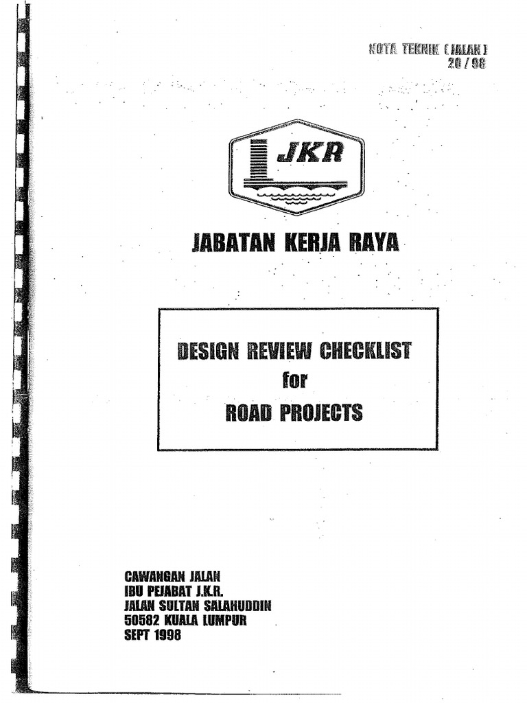 NTJ 20-98 - Design Review Checklist For Road Projects | PDF NTJ 20-98 - Design Review Checklist For Road Projects | PDF