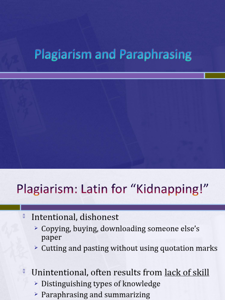 Plagiarism and Paraphrasing Notes | PDF | Citation | Plagiarism