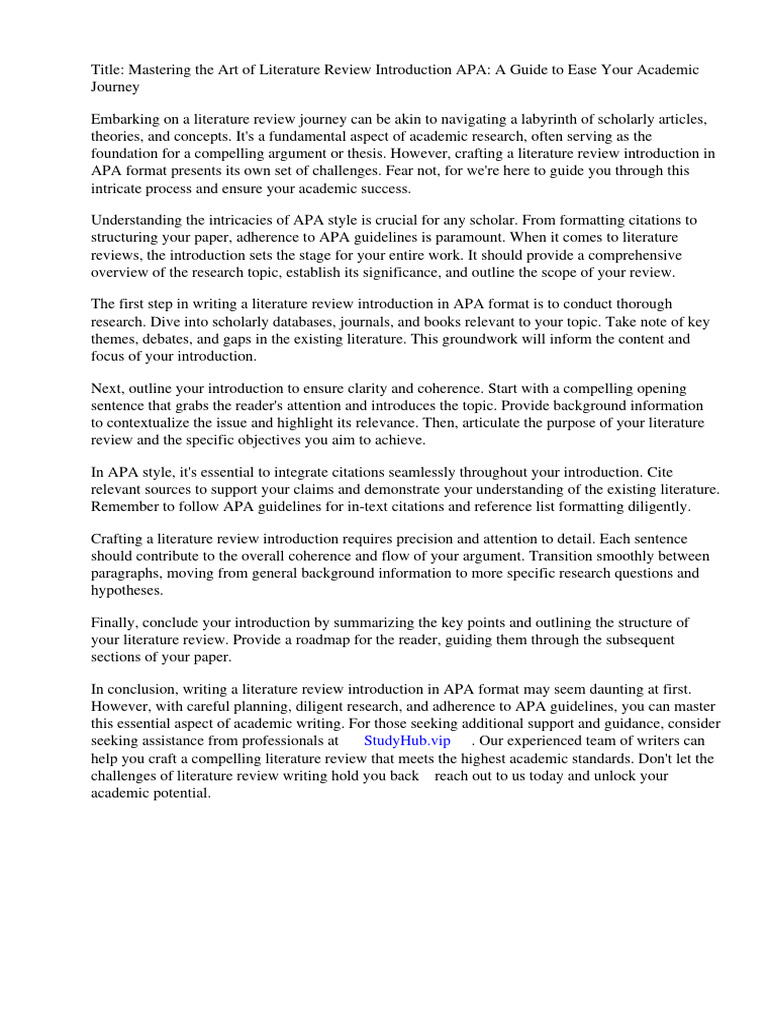 Literature Review Introduction Apa | PDF | Apa Style | Citation Literature Review Introduction Apa | PDF | Apa Style | Citation