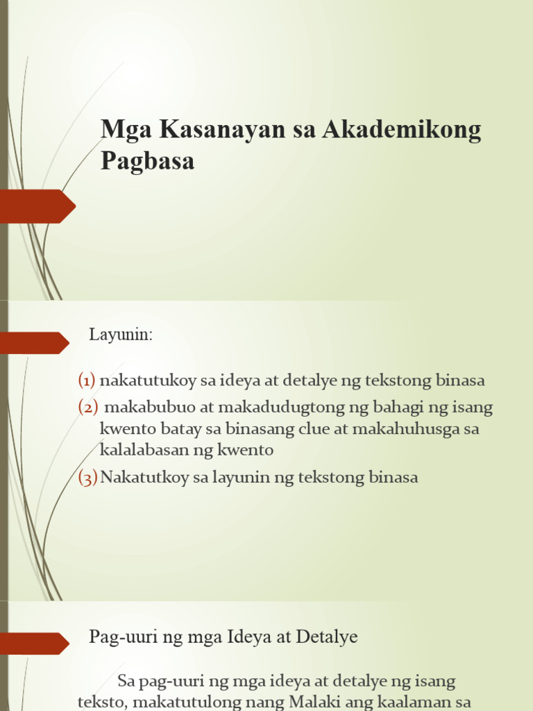 (2) Mga Kasanayan sa Akademikong Pagbasa | PDF